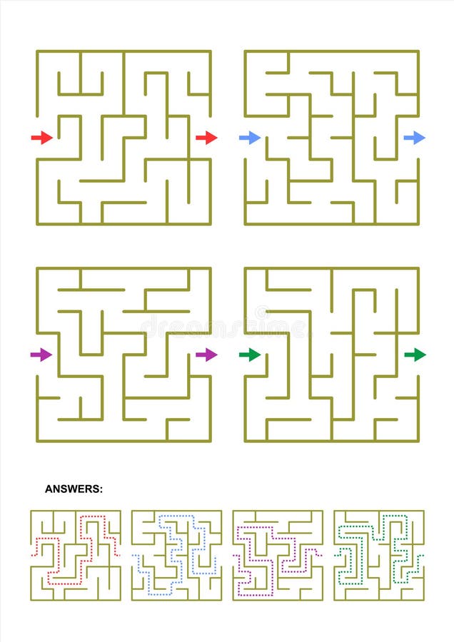 Un Insieme Di Quattro Modelli Del Gioco Del Labirinto Con Le Risposte ...