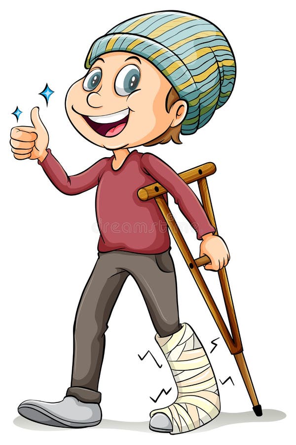 Un Muchacho Con Una Pierna Fracturada Ilustración del Vector ...