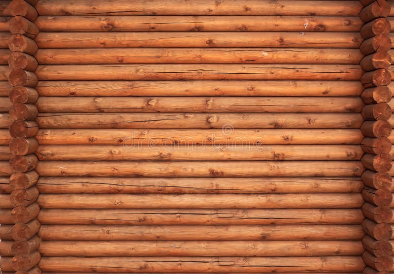 Un Mur De Bois Rond De Pin. Texture En Bois Image stock - Image du ...
