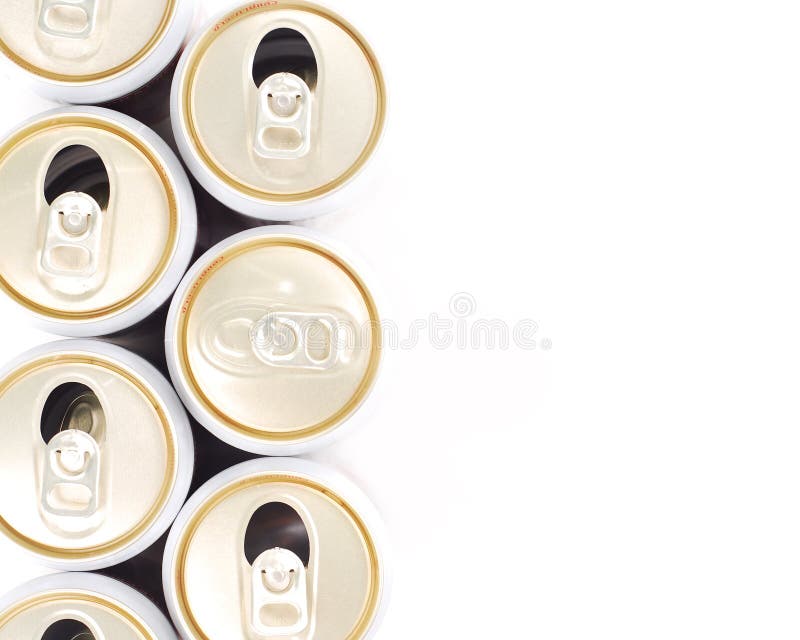 Only Un-opened Drinks Can in Row of Opened Can Stock Image - Image of ...