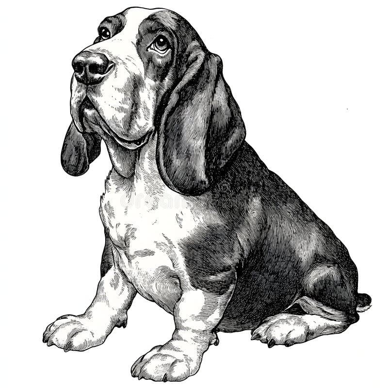 Un Perro De Base Aislado Con Fondo Blanco Stock de ilustración ...