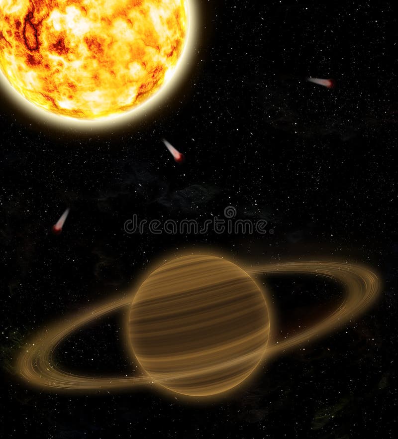 Un Planeta Es Saturno Y Sol Stock de ilustración - Ilustración de ...