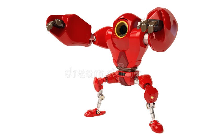 Un Robot Rouge Tenant Des Mains Illustration Stock - Illustration du ...