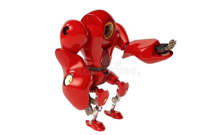 Un Robot Rouge Tenant Des Mains Illustration Stock - Illustration du ...