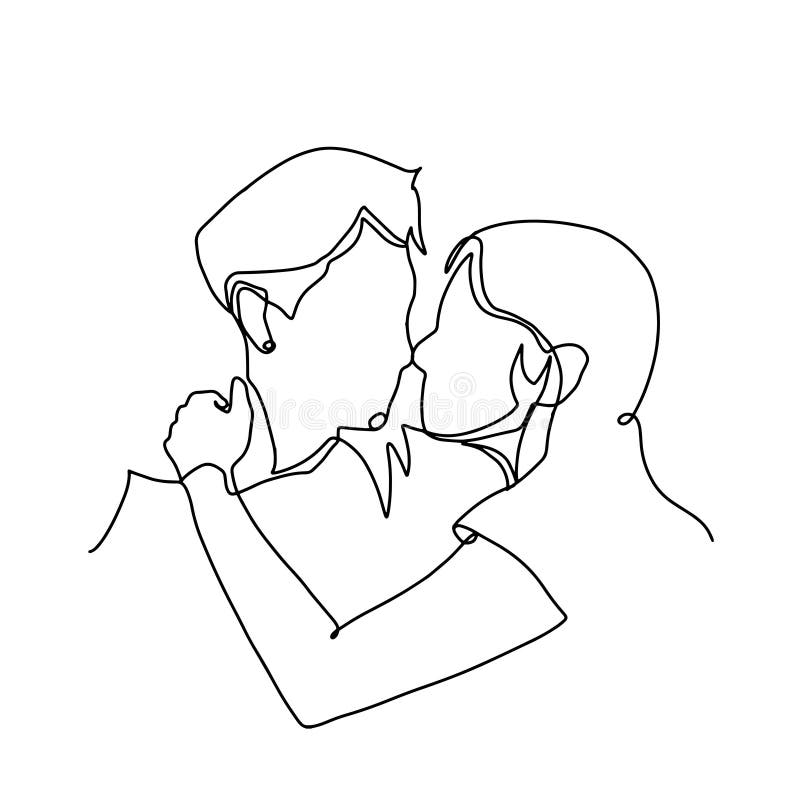 Pareja En Estilo De Dibujo De Línea Continua Romántico Recorte Continuo