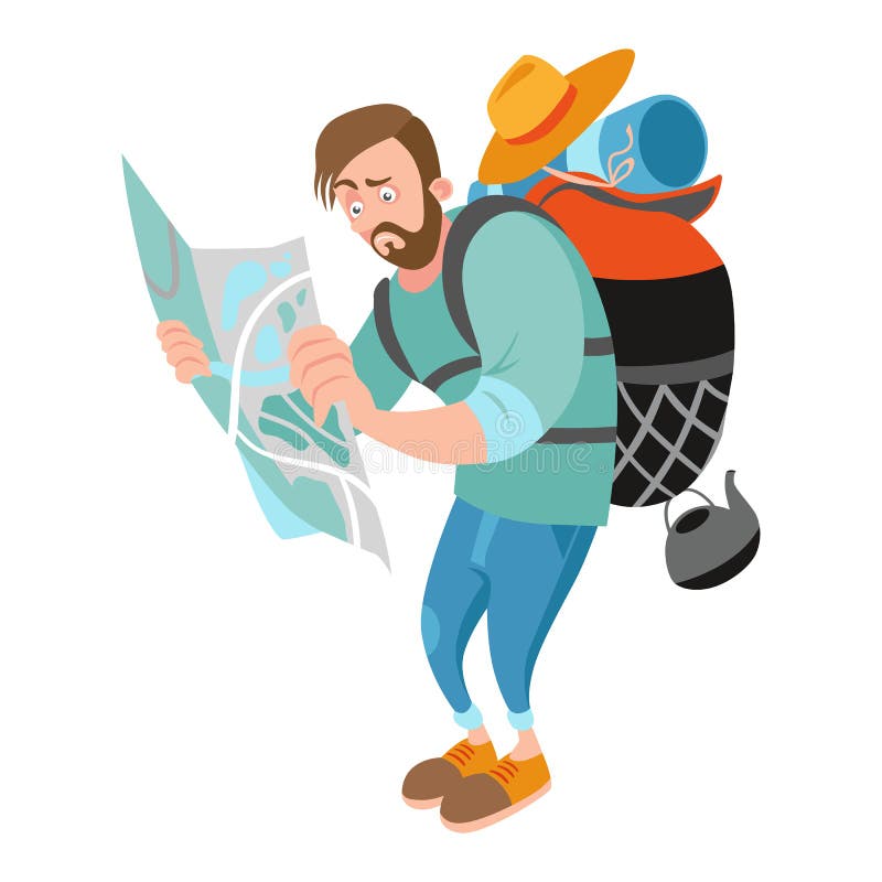 Un Homme Perdu Tenant Une Carte Illustration de Vecteur - Illustration ...