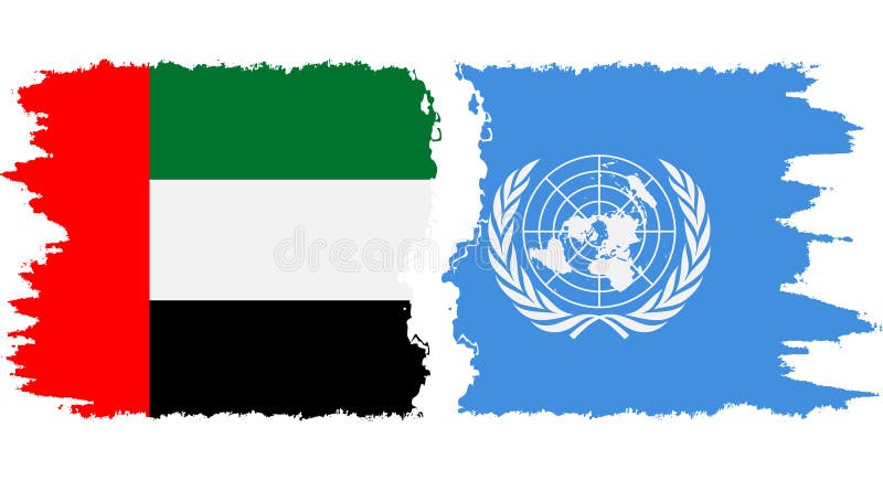 UN and United Arab Emirates Grunge Flags Connection Vector Editorial ...