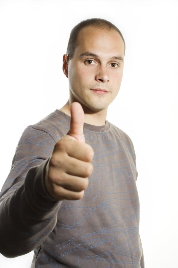 Un Uomo Con Il Pollice in Su Fotografia Stock - Immagine di motivazione ...