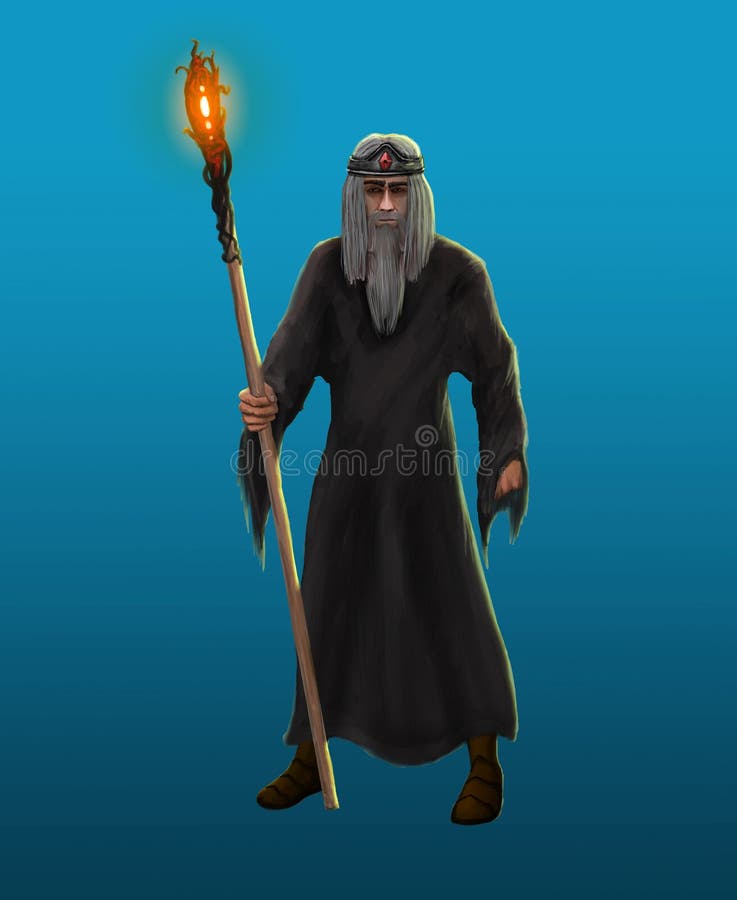 Un viejo hechicero canoso stock de ilustración. Ilustración de modista ...