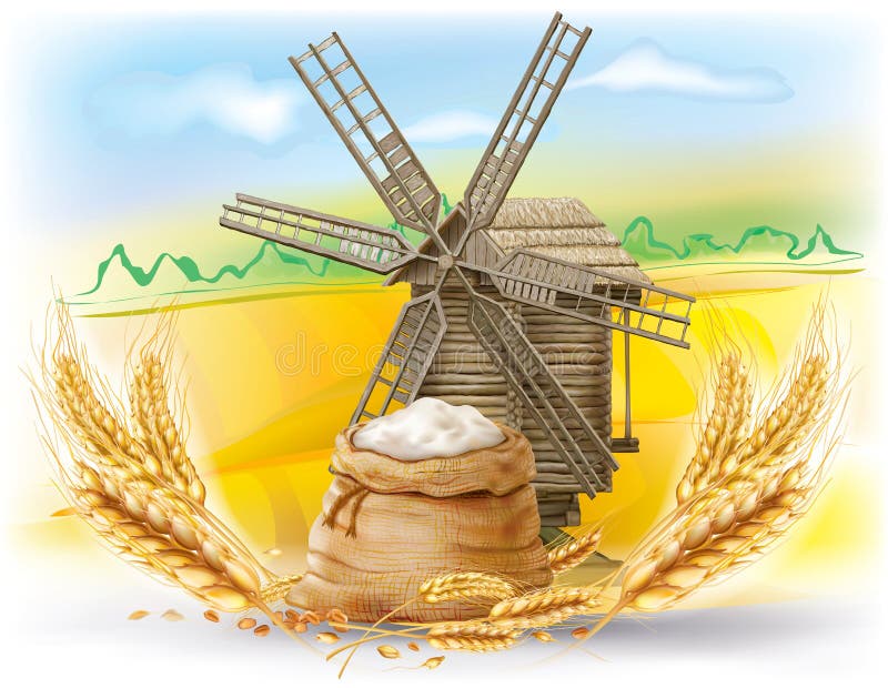 Contrassegno Di Vettore Borsa Di Farina, Delle Punte Del Cereale E Di ... Contrassegno Di Vettore Borsa Di Farina, Delle Punte Del Cereale E Di ...