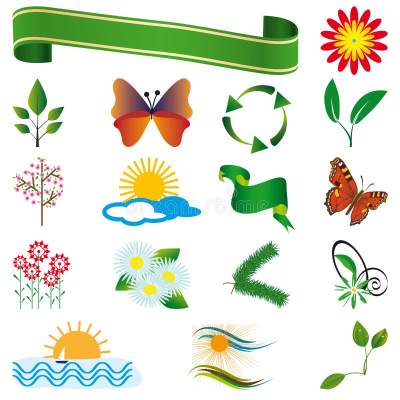 Una Colección De Elementos Naturales Ilustración del Vector ...