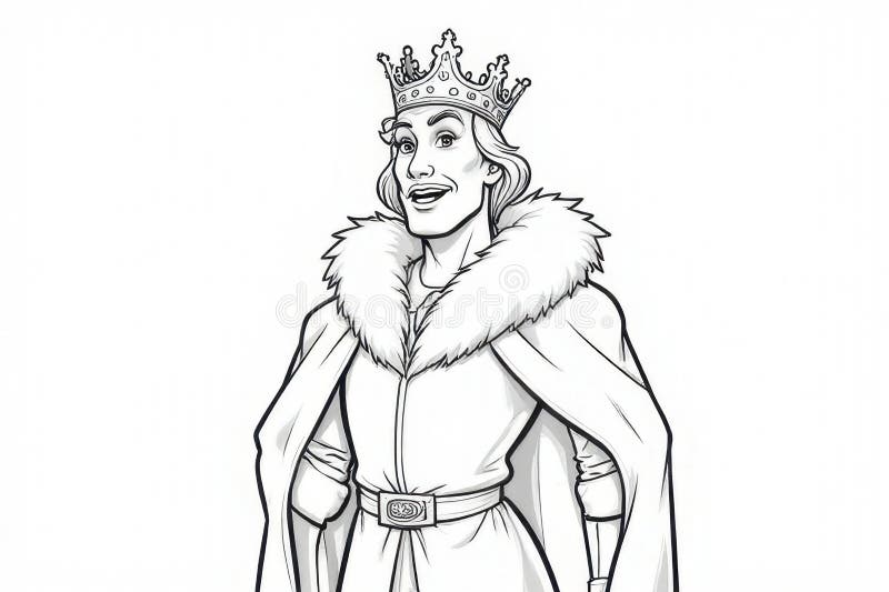 Una Hoja De Colores De Un Rey Con Corona Stock de ilustración ...