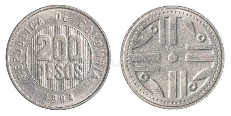 Una Moneta Di 200 Pesi Colombiani Fotografia Stock - Immagine di ...