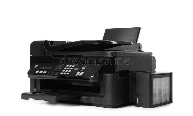 Una Nueva Impresora Moderna Aislada En Blanco Foto de archivo - Imagen ...