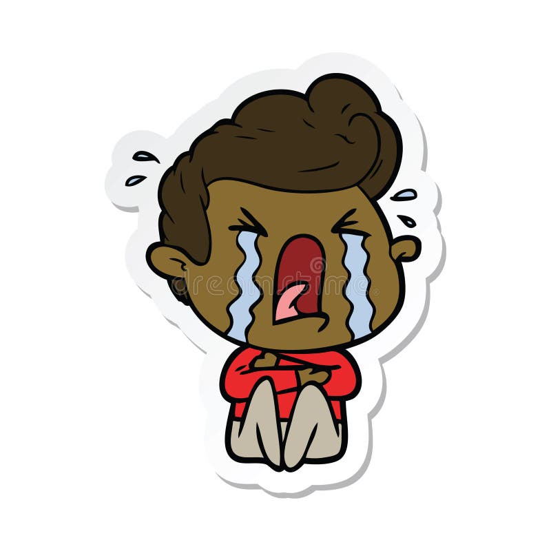 Una Pegatina Creativa De Un Hombre Llorando De Caricatura Ilustración ... Una Pegatina Creativa De Un Hombre Llorando De Caricatura Ilustración ...