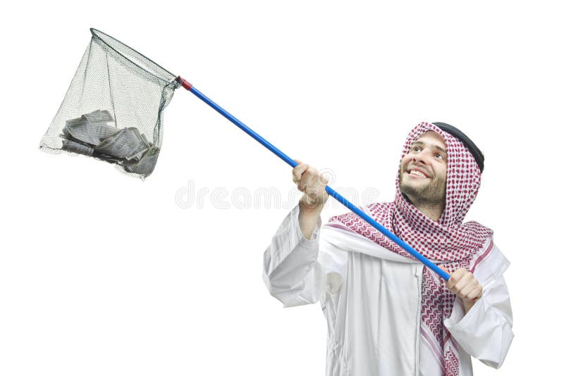 Una Persona Araba Con Una Rete Da Pesca Immagine Stock - Immagine di ...
