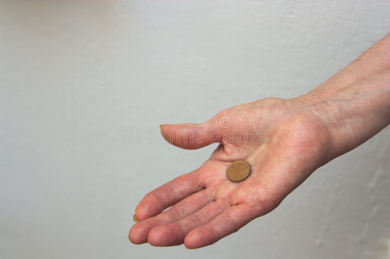 Persona Con Una Moneda En Su Mano Imagen de archivo - Imagen de aislado ...