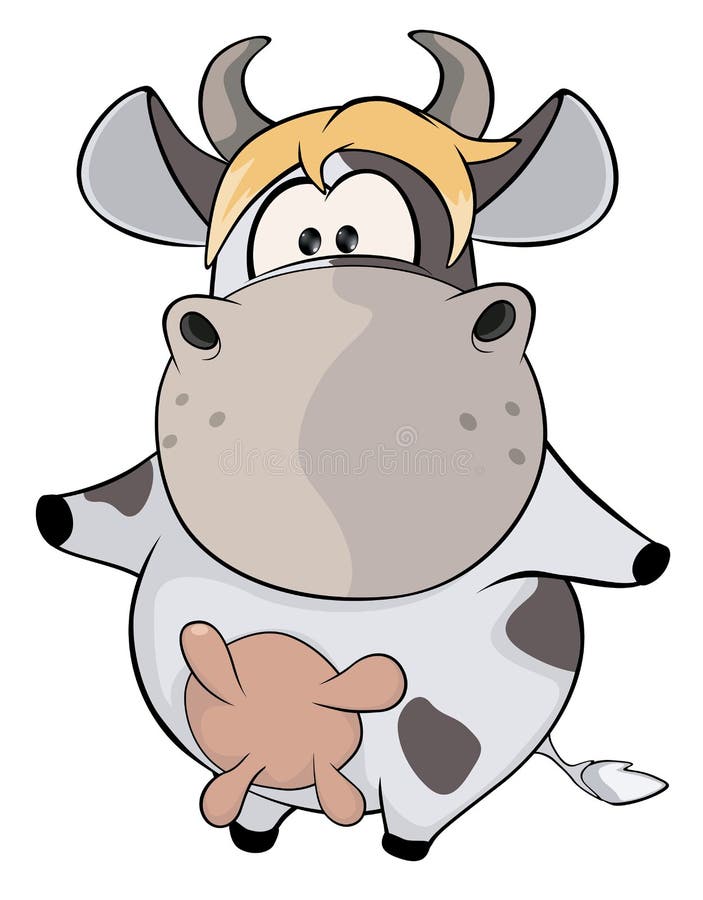 Una Piccola Mucca Con Un Biberon. Cartone Animato Illustrazione ...