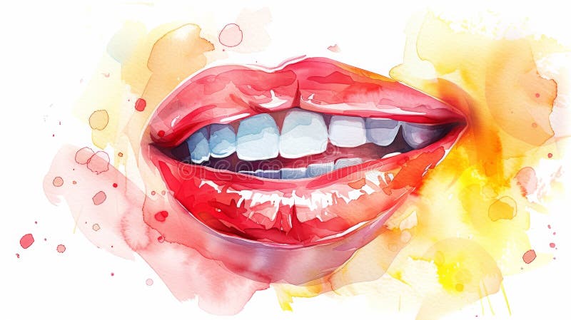 Una Pintura Acuarela De La Boca De Una Mujer Con Labios Rojos Ai Foto ... Una Pintura Acuarela De La Boca De Una Mujer Con Labios Rojos Ai Foto ...