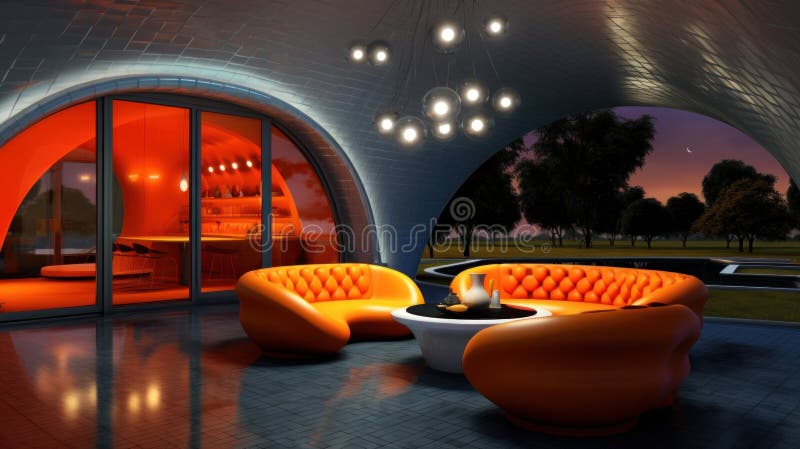 Una Sala De Estar Con Sofá Y Mesa Stock de ilustración - Ilustración de iluminado, oscuridad ...