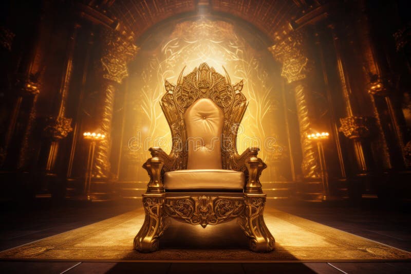 Una Silla Dorada En La Sala De Trono Stock de ilustración - Ilustración ...