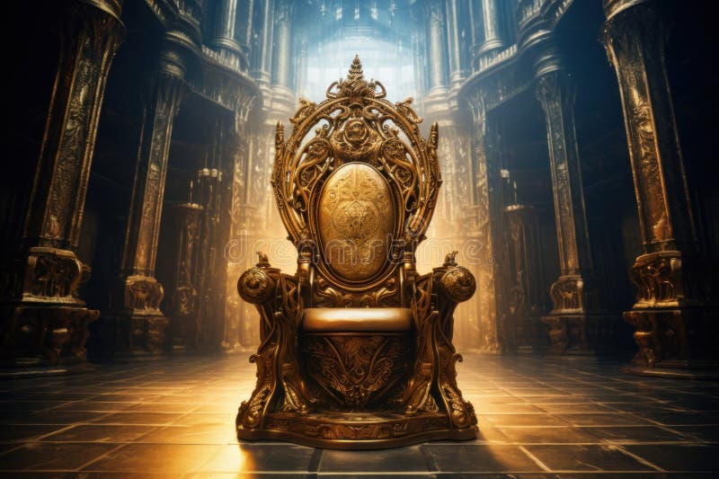 Una Silla Dorada En La Sala De Trono Stock de ilustración - Ilustración ...