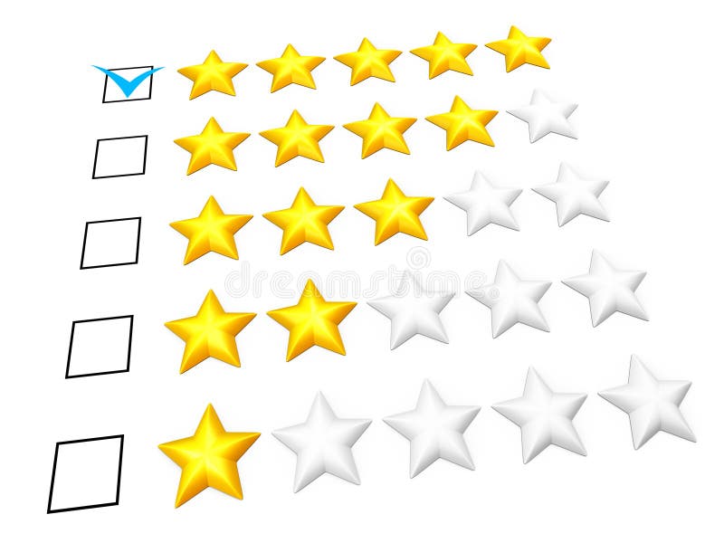 Cinque Stelle Gialle in Fila Su Sfondo Bianco Illustrazione di Stock ...