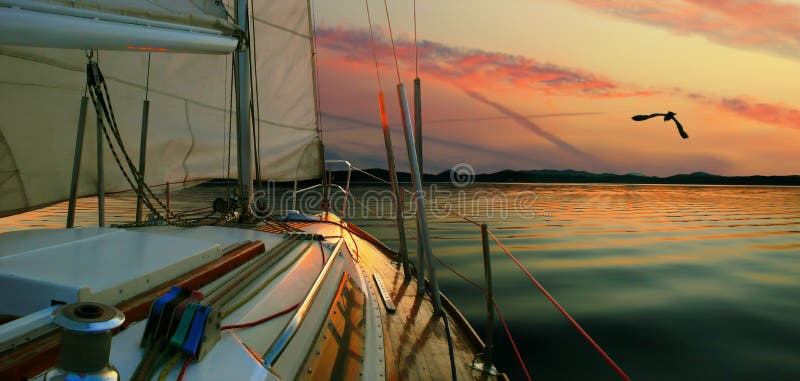 Sailing at Sunset. stock photo. Image of enjoyment, summertime - 58477148