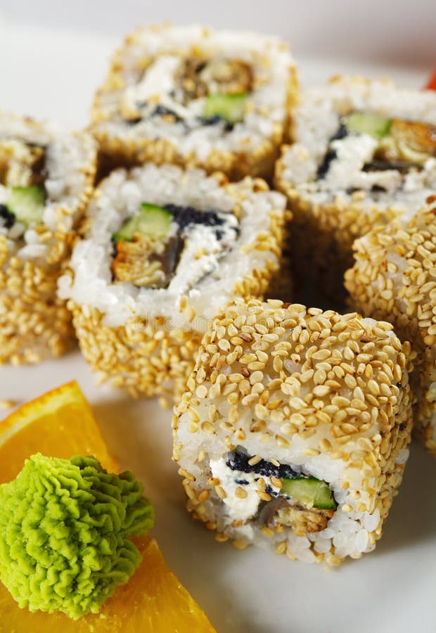 Unagi Maki Sushi stock image. Image of fresh, conger - 11595217