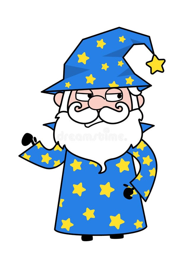Thinking Wizard Cartoon Illustration Stock Illustration - Illustration ...