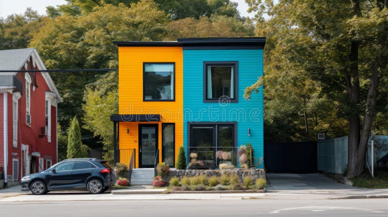 An Unassuming Facade with a Bold and Unexpected Pop of Color. AI ...