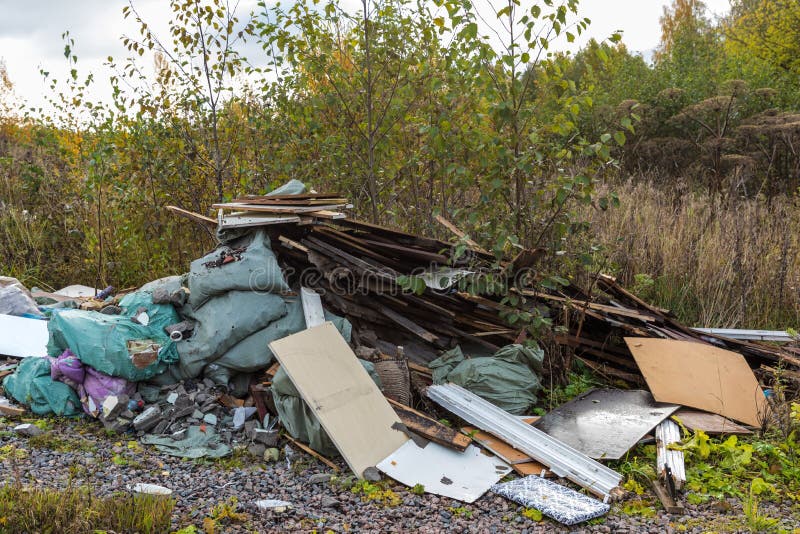 The Unauthorized Dump of Garbage among the Wild Nature Stock Image ...