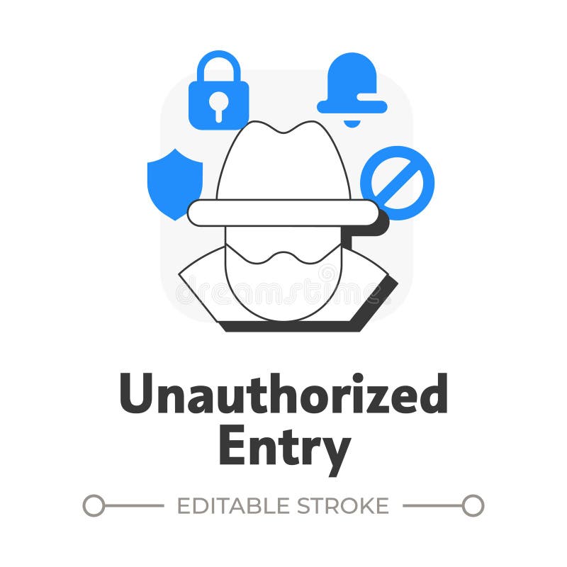 Unauthorized Entry Flat Outline Concept Icon Stock Vector - Illustration of weaknesses, line ...