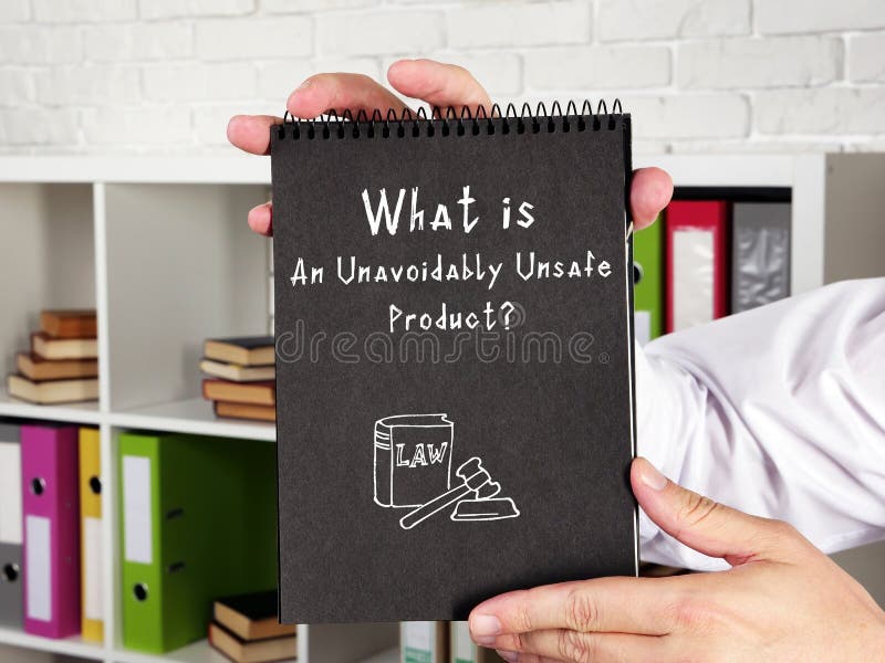 An Unavoidably Unsafe Product? Sign on the Page Stock Photo - Image of ...