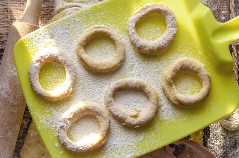 Raw donut dough stock photo. Image of flour, making - 155901848