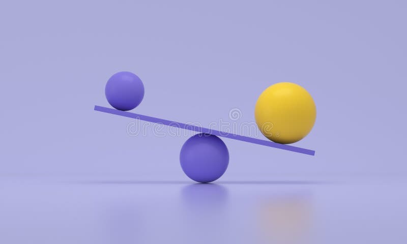 Unbalance by Weight of Two Spheres on a Seesaw Stock Illustration ...