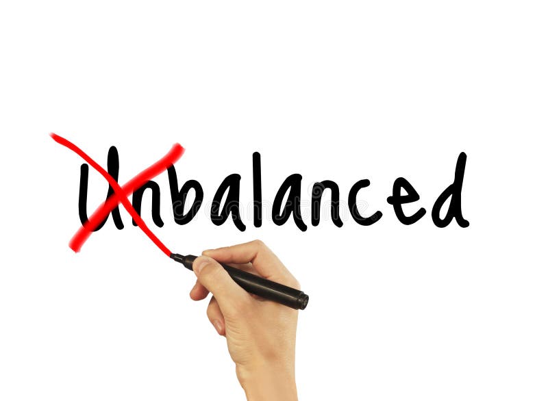 Unbalanced - Male Hand Writing Text on White Background Stock Image ...
