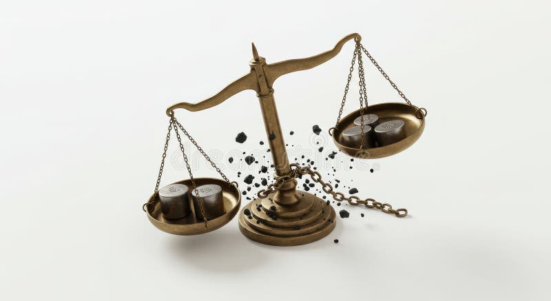 Unbalanced Scales of Justice Stock Illustration - Illustration of light ...