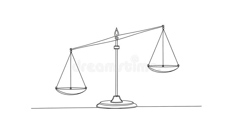 Unbalanced Scales of Justice Depicted in Continuous Line Drawing Stock ...
