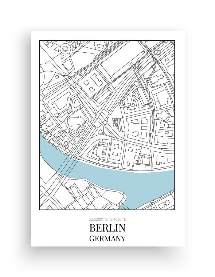 Minimale Karte Berlin Berlin Karte Design Vektor Abbildung ...