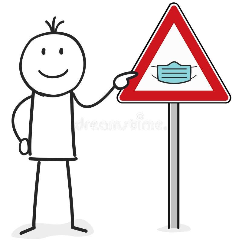 Person Kindly Points To a Mouth and Nose Guard Notice Sign Stock Vector ...