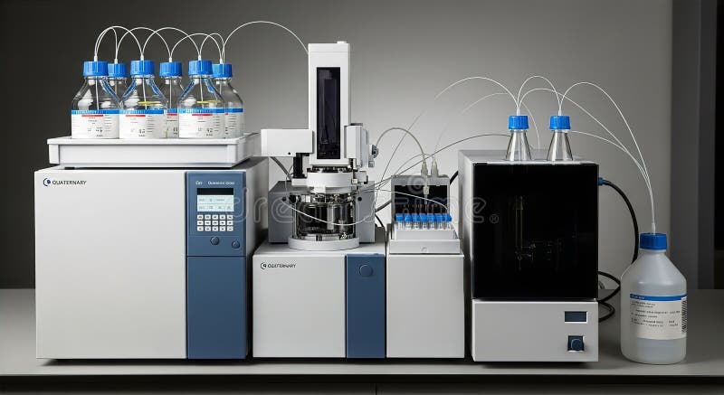 Unbranded HPLC Stack with Autosampler and Solvents Stock Illustration ...