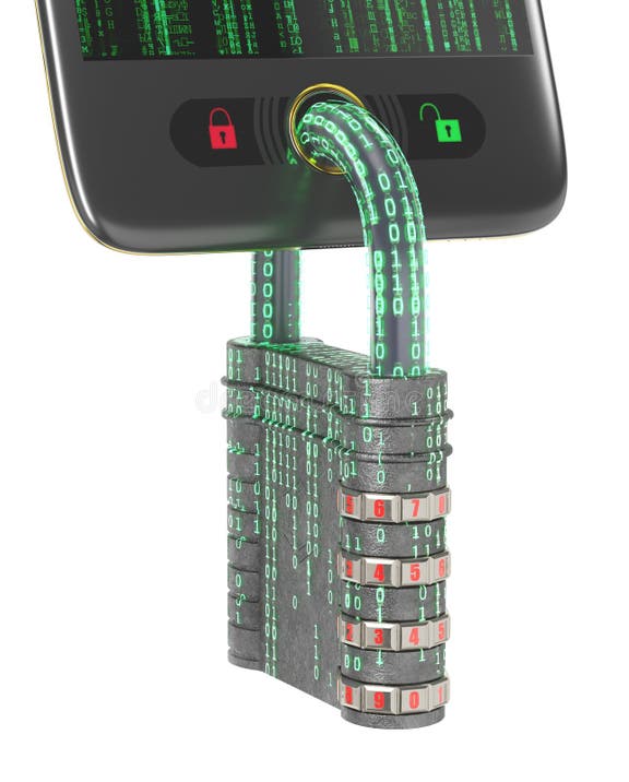 Unbranded Smartphone with a Code Lock Attached Stock Illustration ...