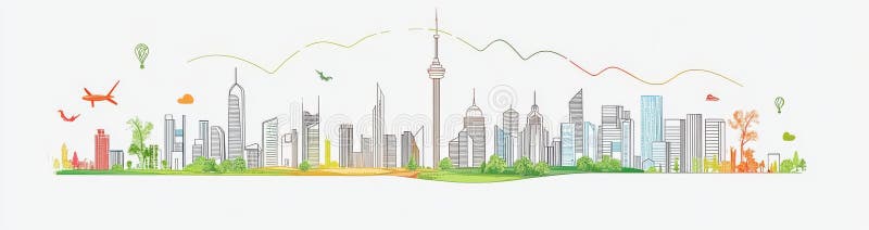 An Unbroken Line Cityscape Illustration, Depicting Continuous ...