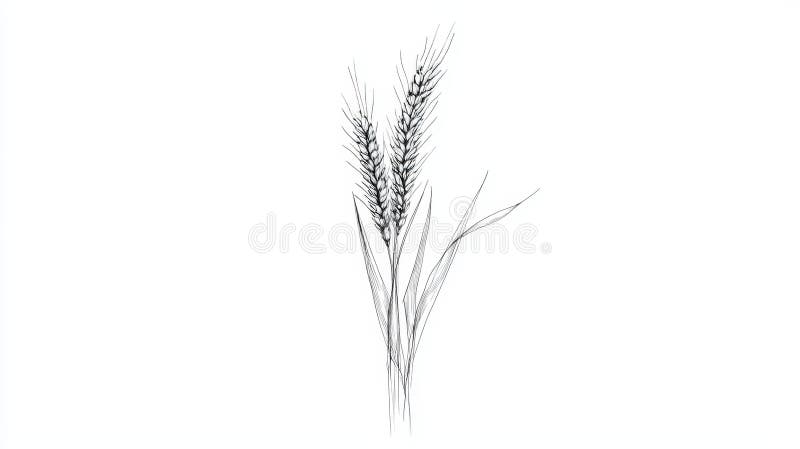 Unbroken Line Drawing of Wheat Stalks Swaying in the Wind Stock ...