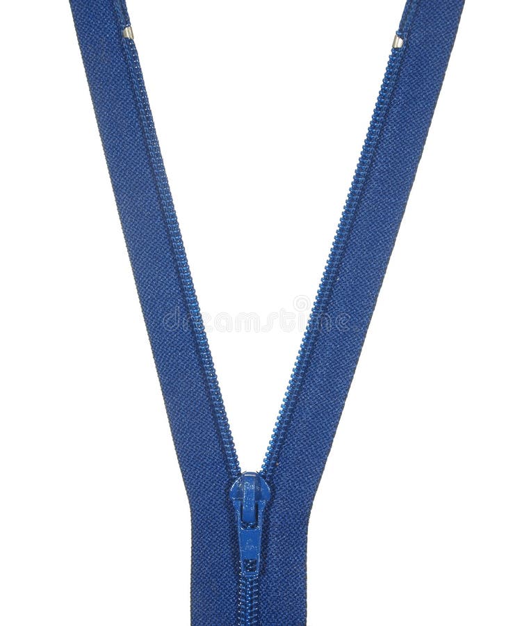 Unbuttoned Blue Zipper Isolated on White Background. Stock Image ...