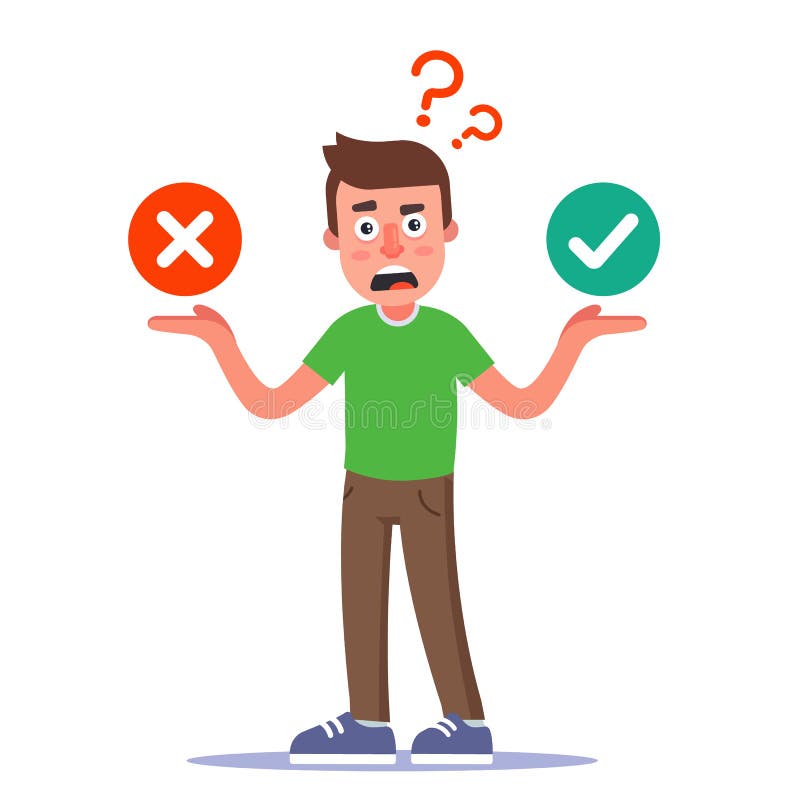 An Uncertain Character Makes a Decision. the Choice between a Positive ...