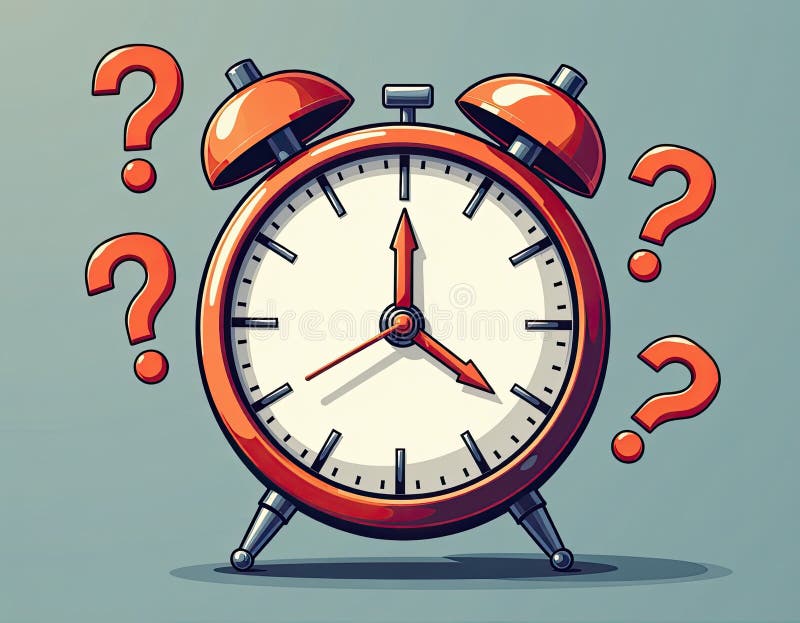 Uncertain Future Alarm Clock with Question Marks Stock Illustration ...