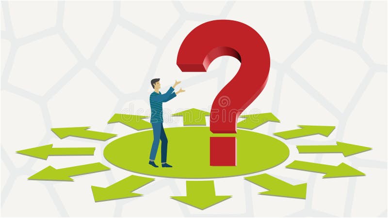 Uncertain Man with Different Choices. Vector Illustration. Stock ...