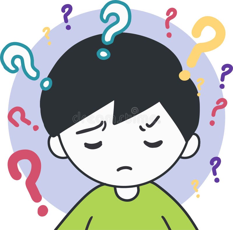 Uncertain Times Boy Cartoon Character Thinking Art Stock Vector ...